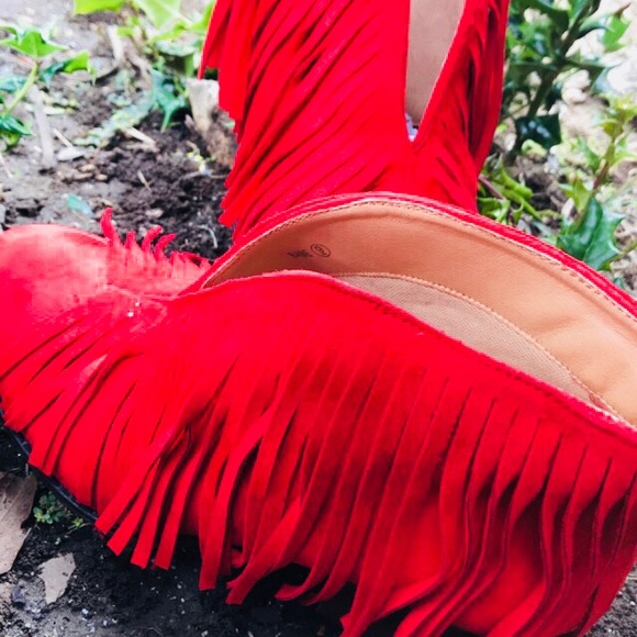 kickz | Shoes | New Red Fringe Booties | Poshmark